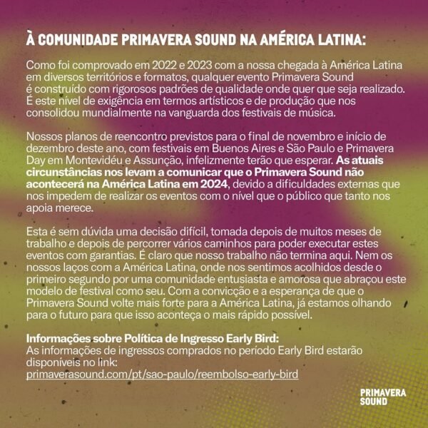 Primavera Sound 2024 em São Paulo é cancelado - Agenda Metal