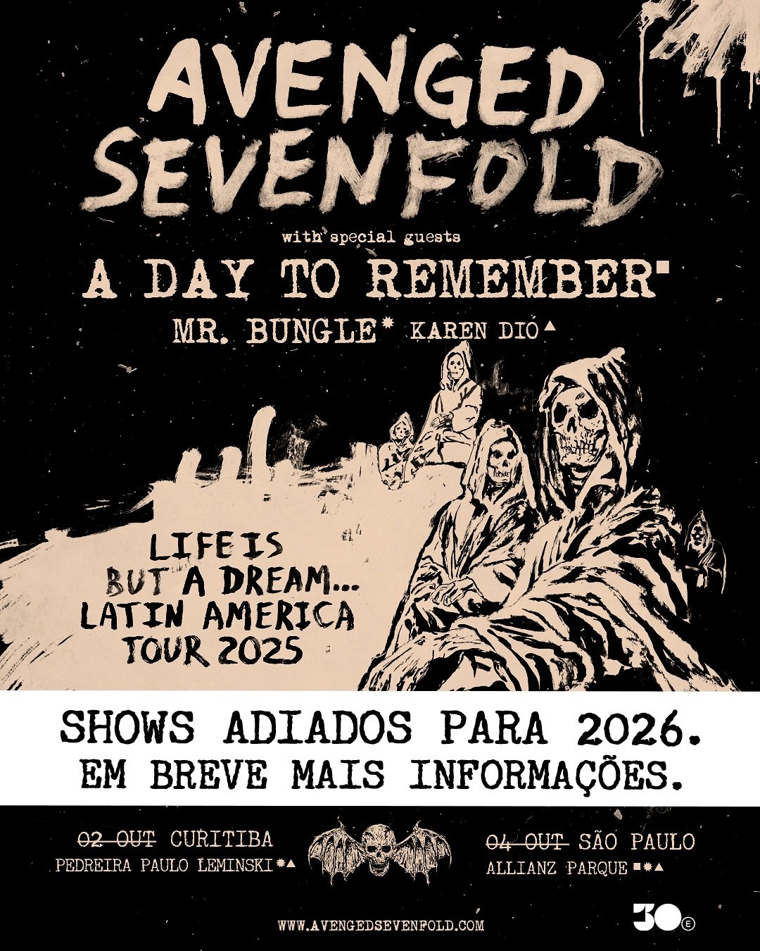 Avenged Sevenfold adia shows no Brasil; novas datas serão em 2026 ...